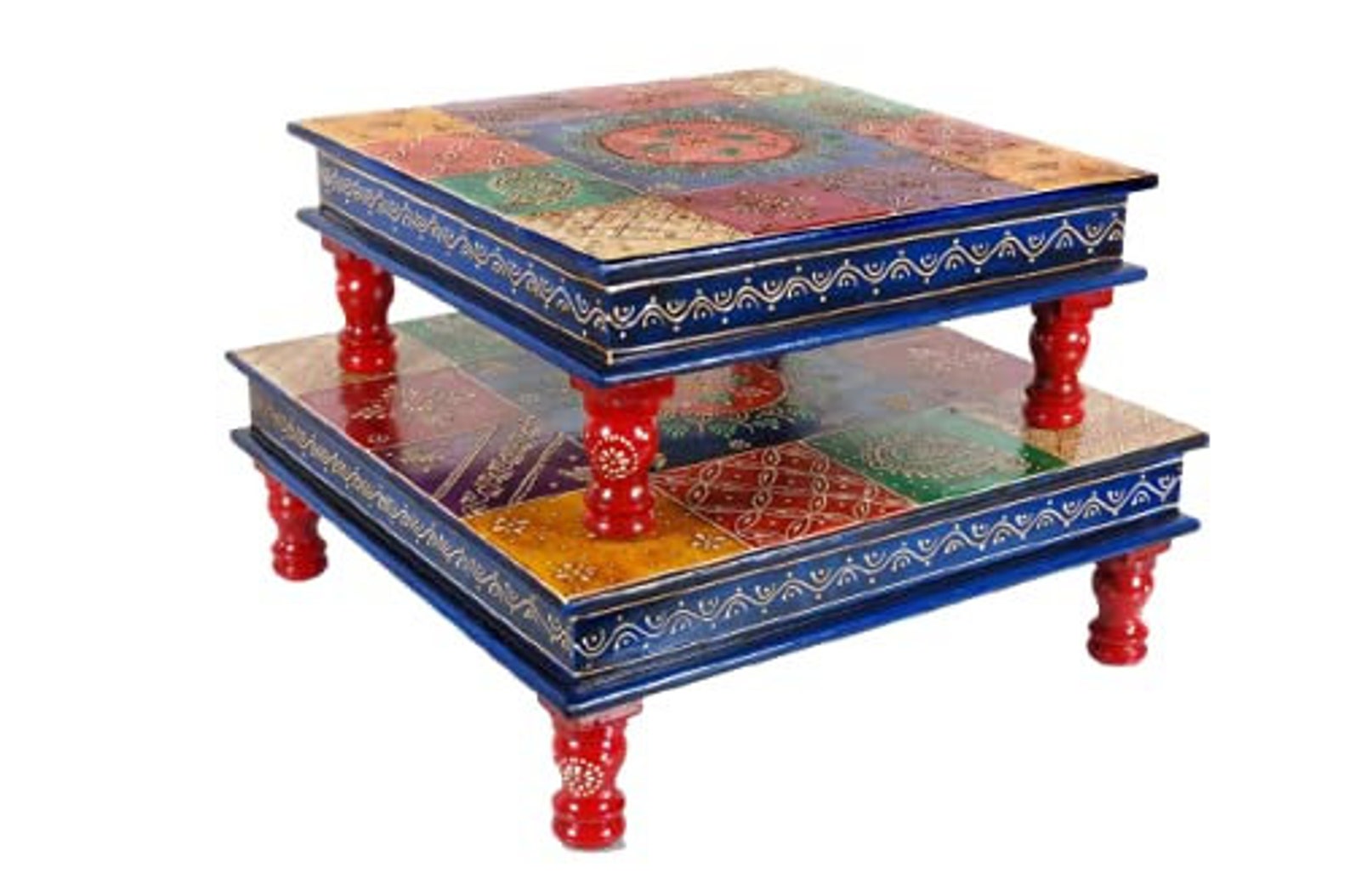 Painted Chowki Set, Pooja Mandir, Chowki, Bajot for Pooja Home Temple ...