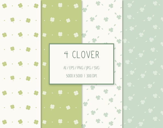 4 Leaf Clover Digital Paper Soft Green Background Seamless | Etsy