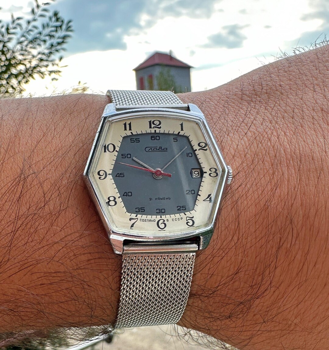 Rare Vintage Watch slava, Model hexagon - Etsy
