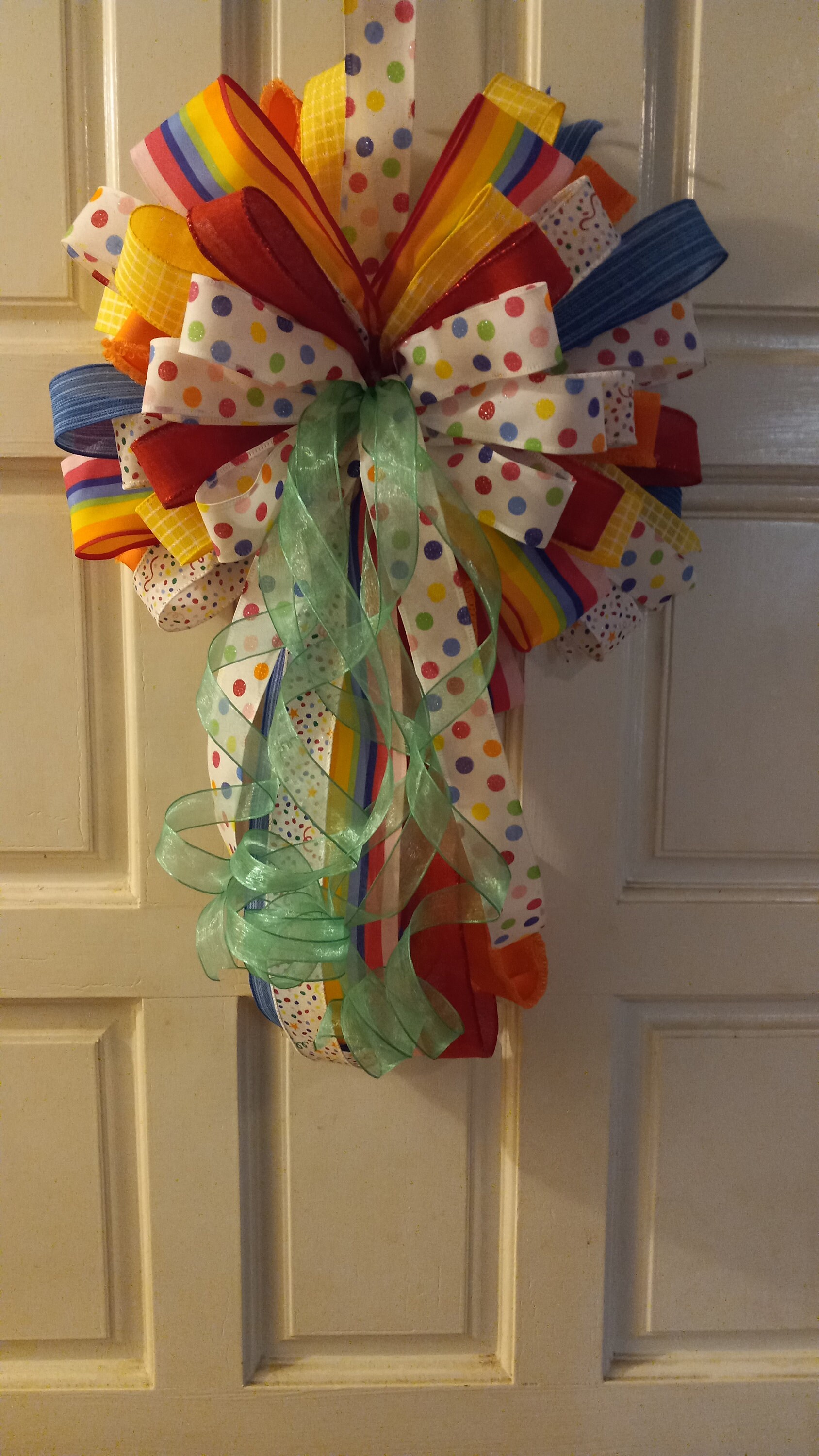 Birthday Handmade Deluxe Bow for the Front Door, Balloons and Confetti ...