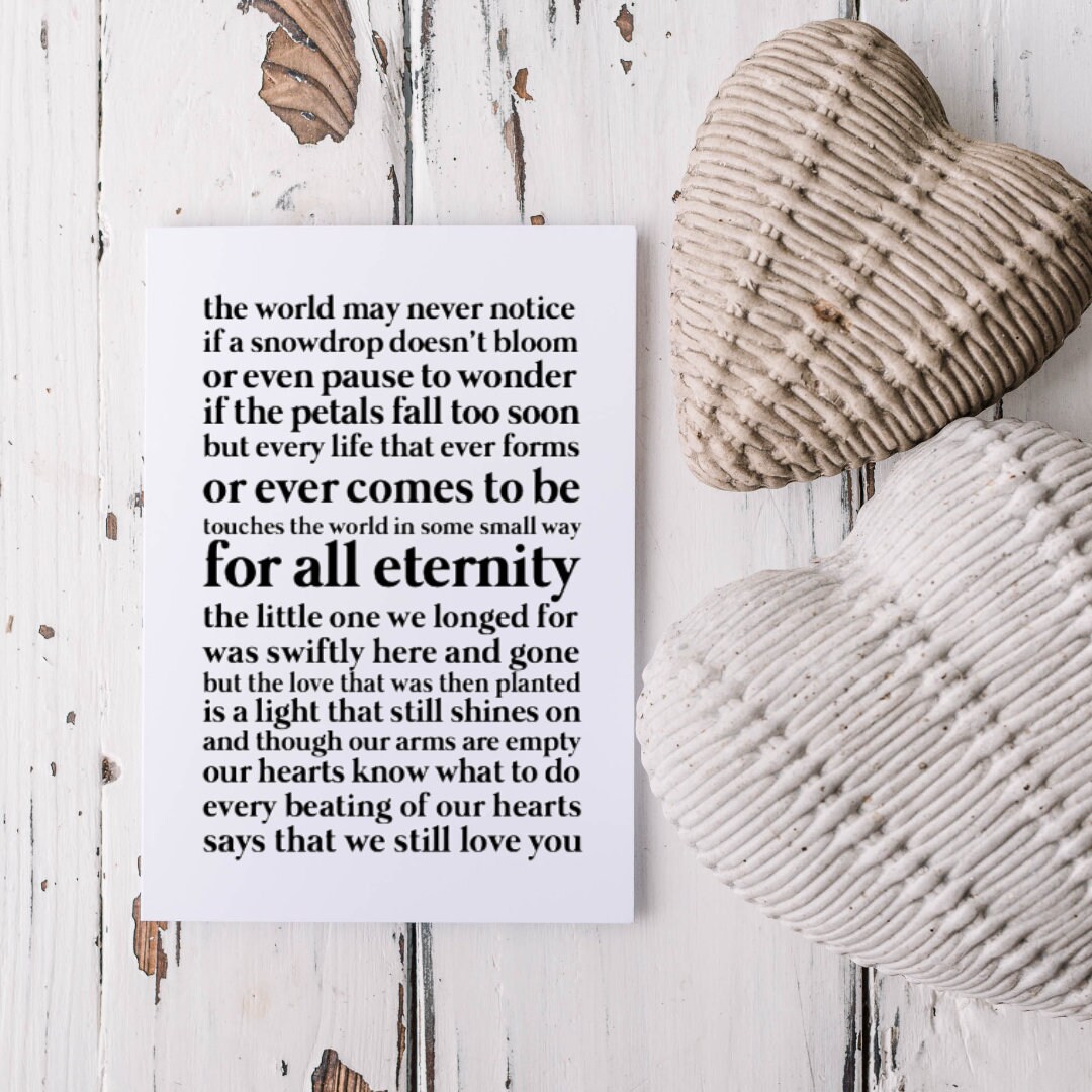 Little Snowdrop Poem Card | Miscarriage Card | Child Loss Card - Etsy