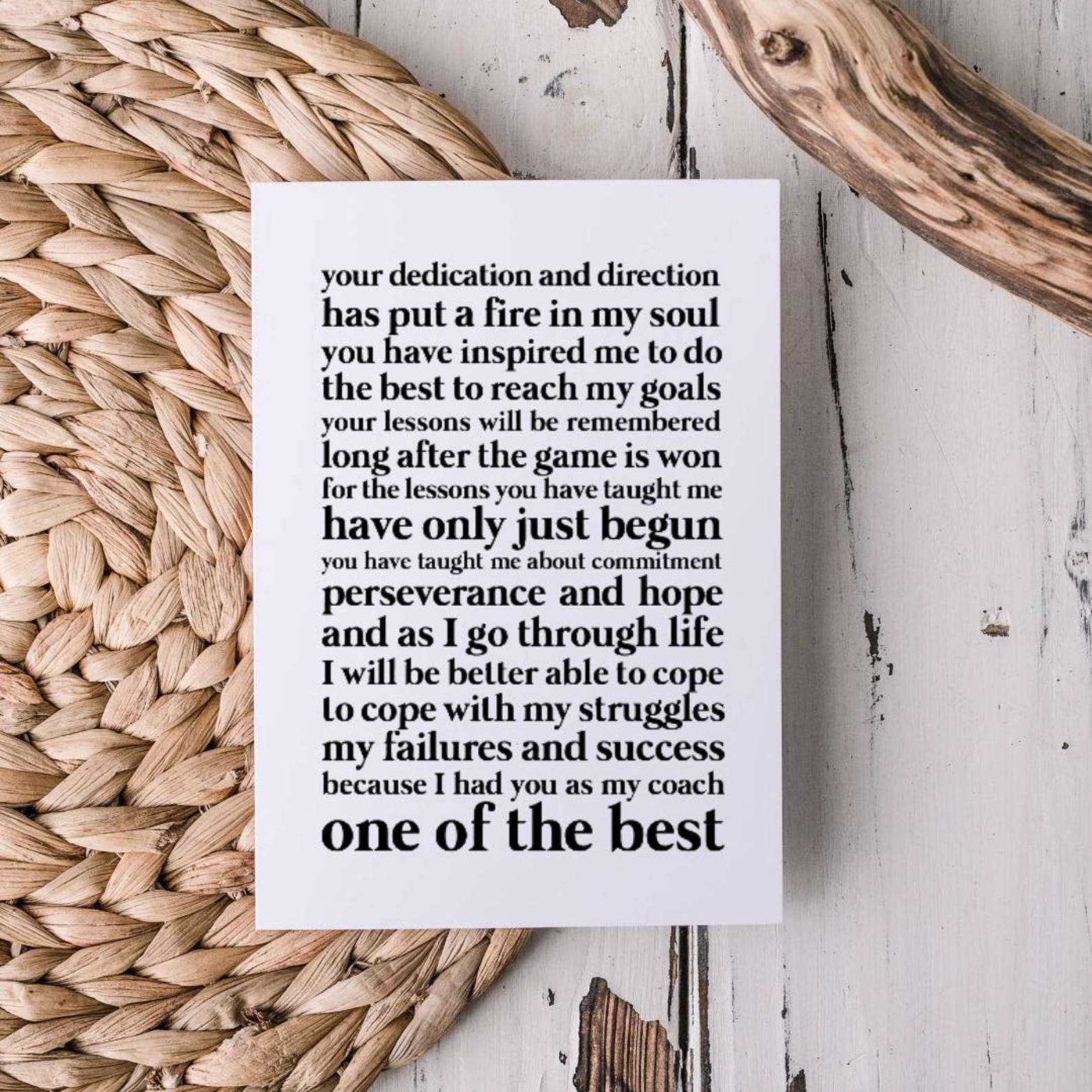 Coach Thank You Card | Mentor Thank You Card - Etsy