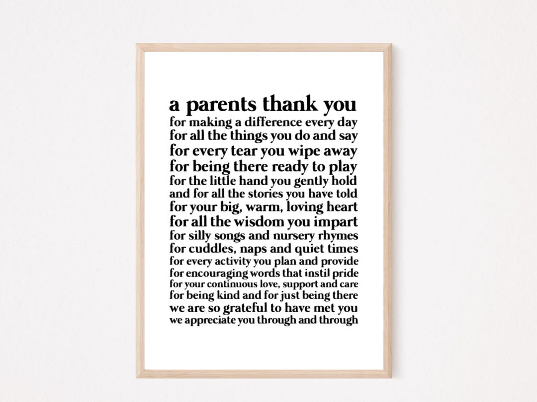 A Parents Thank You DIGITAL FILE | A4 PDF - Etsy