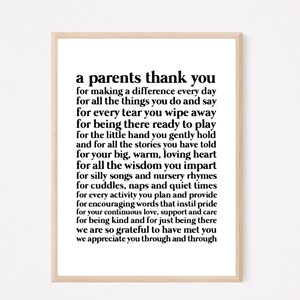 A Parents Thank You DIGITAL FILE | A4 PDF - Etsy