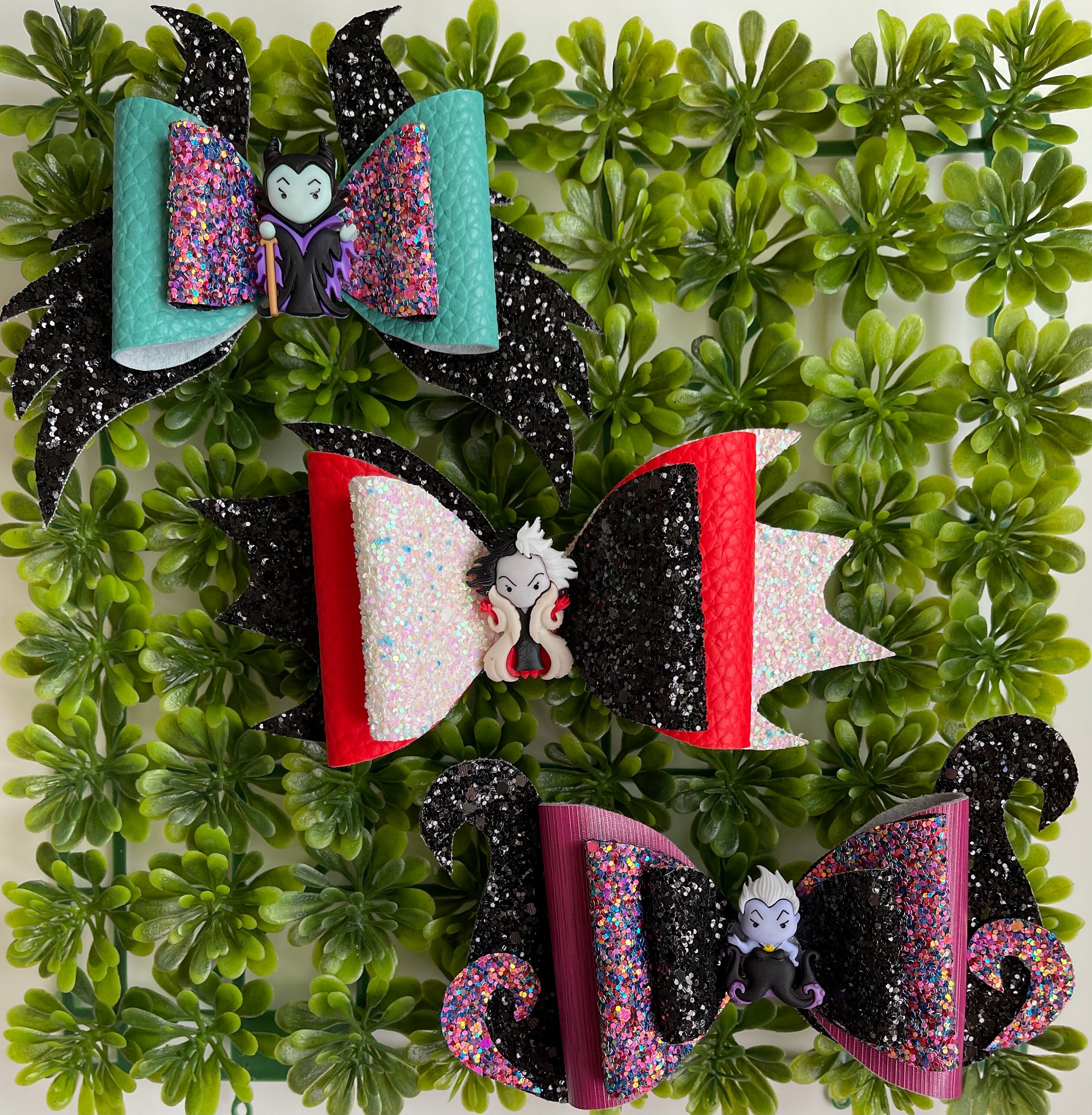 Disney Villains Hair Bows, Evil Hair Bow, Villain Hair Clips, Ursula ...