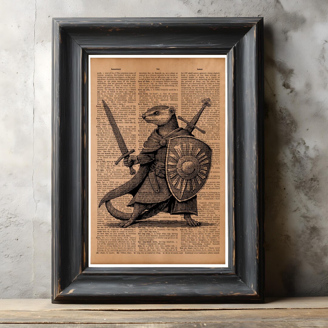 Knight Ferret Vintage Dictionary Art – Medieval Animal Wall Decor ...