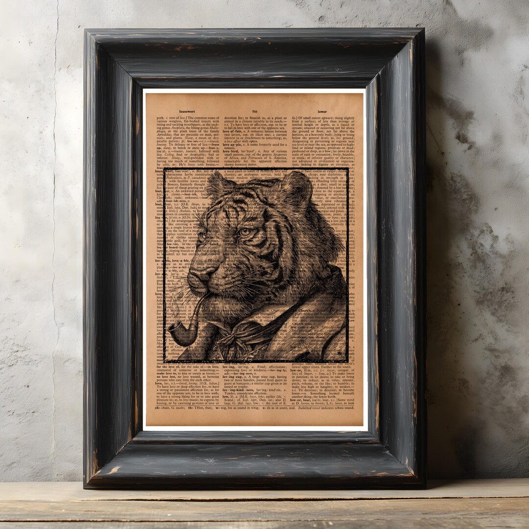 Gentleman Tiger Vintage Dictionary Art – Dapper Animal Wall Decor ...