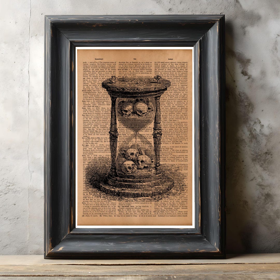 Hourglass of Skulls Anatomy Dictionary Print – Vintage Skull ...