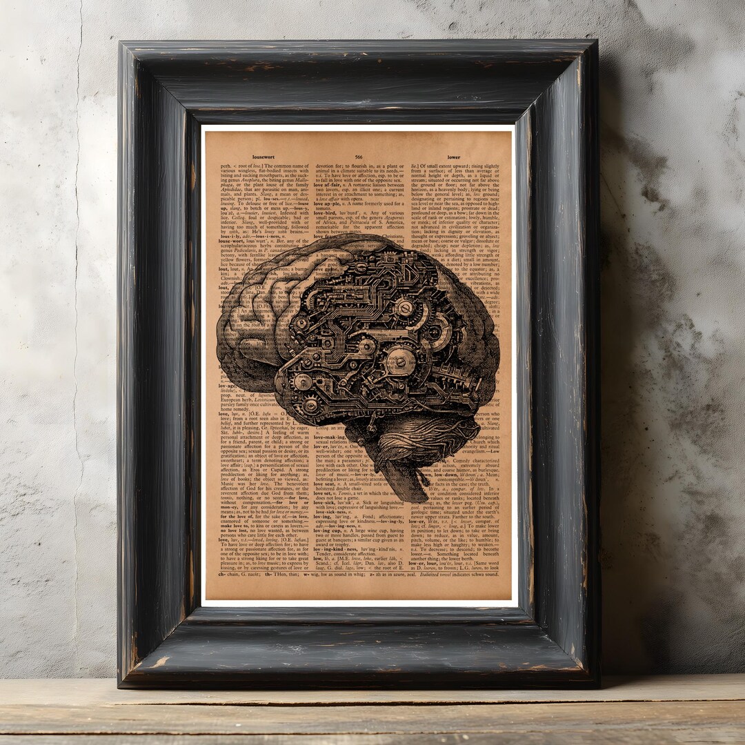 Steampunk Mechanical Brain Vintage Anatomy Dictionary Art – Antique ...