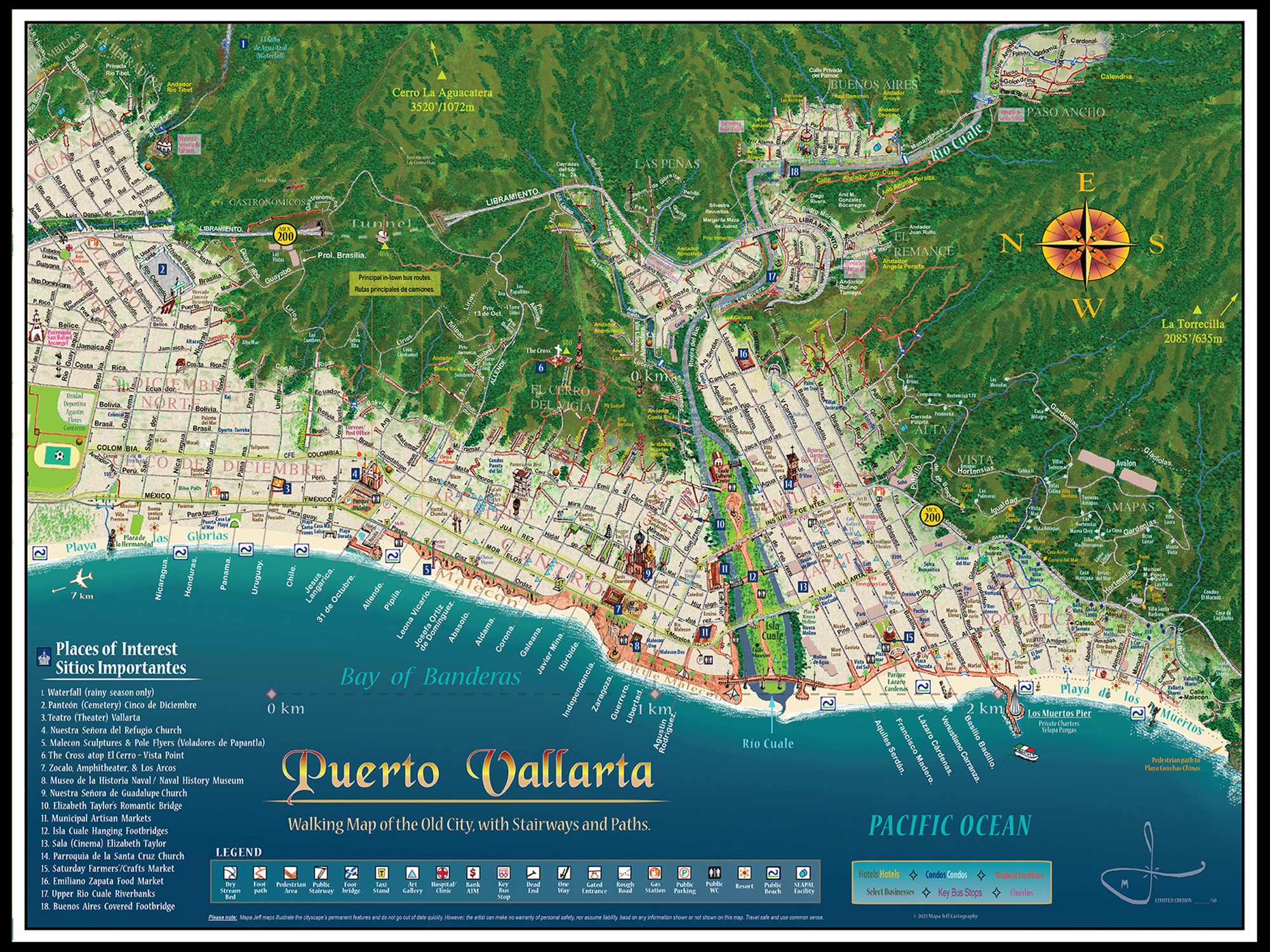 Puerto Vallarta - Walking Map of the Old City, With Stairways and Paths ...