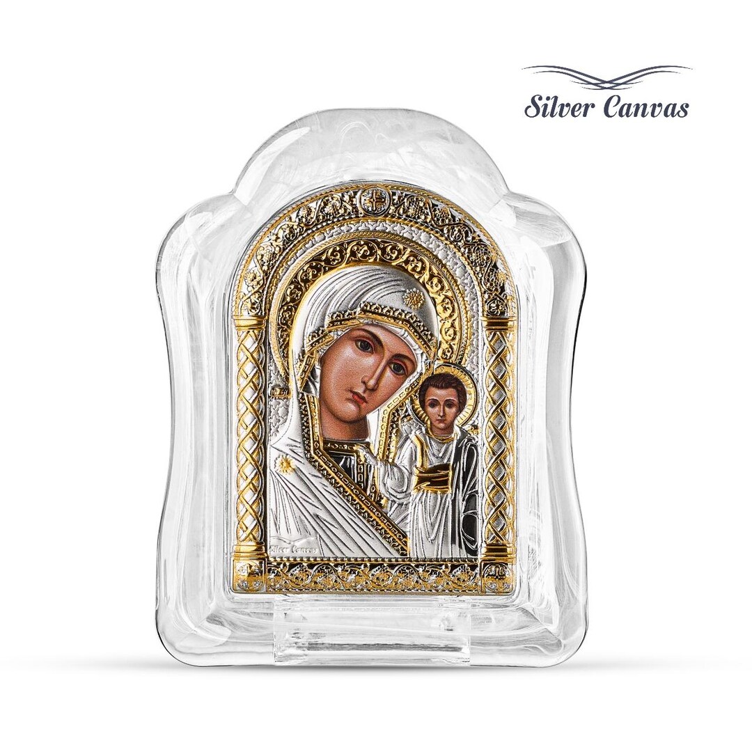 Murano Glass Icon of Kazan – Handmade Religious Artwork – Silver ...