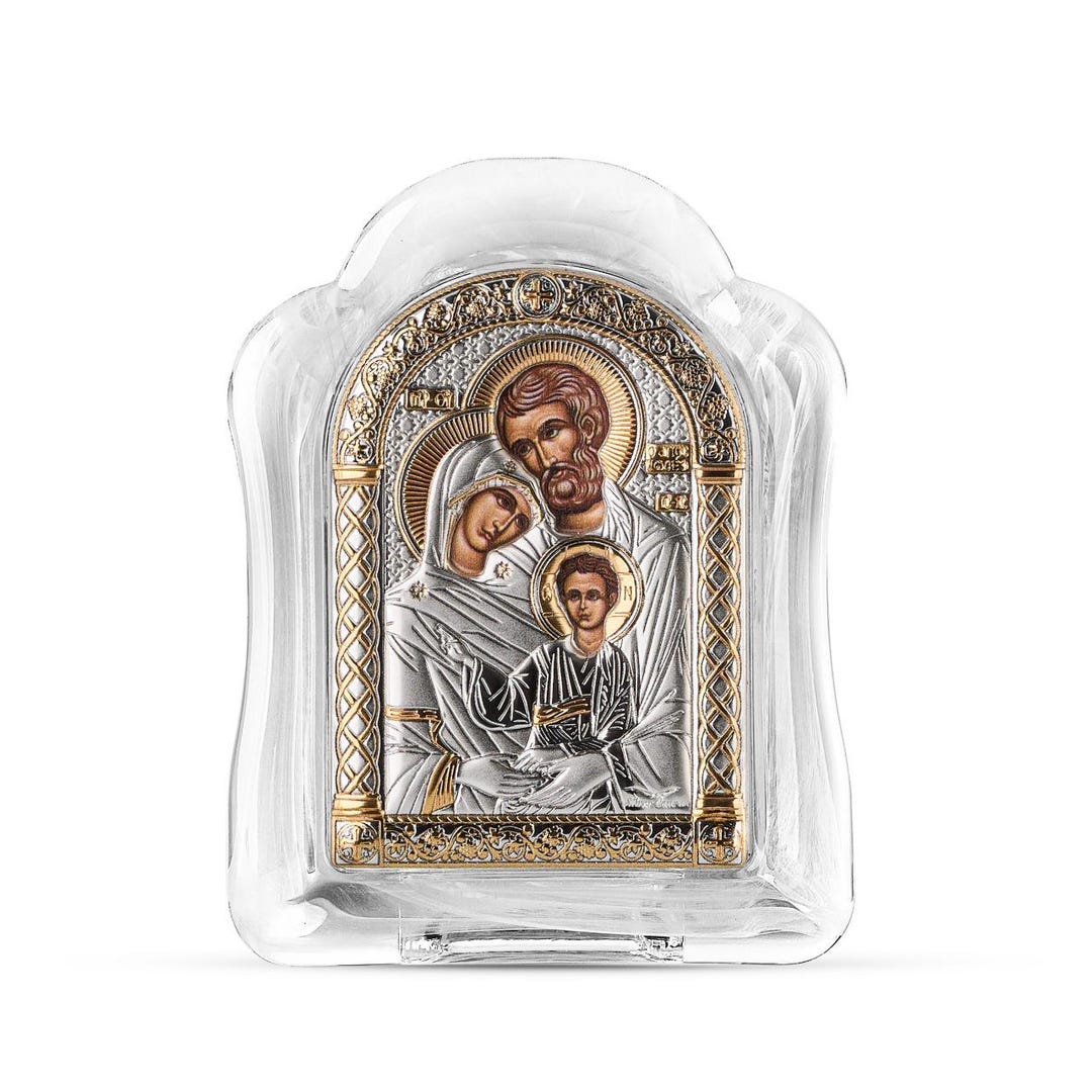 Murano Glass Icon of Holy Family – Handmade Religious Artwork – Silver ...