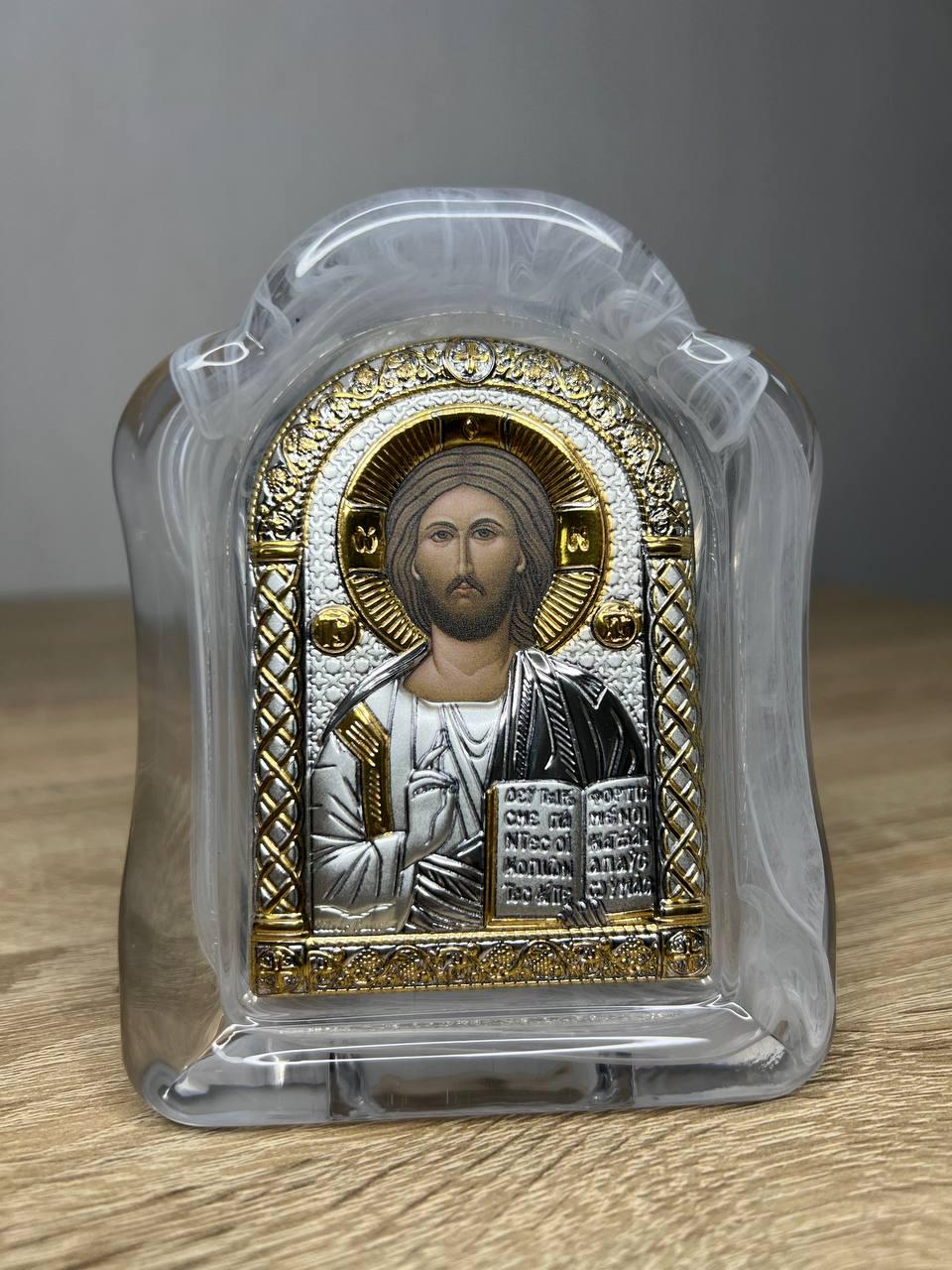 Murano Glass Icon of Jesus Christ– Handmade Religious Artwork – Silver ...