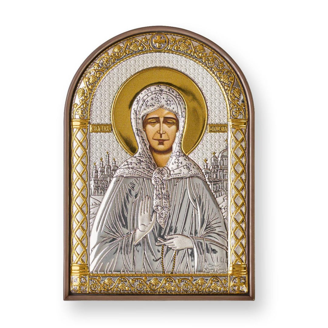Silver Arch Icon of Saint Matrona – Byzantine Sacred Art – Orthodox ...