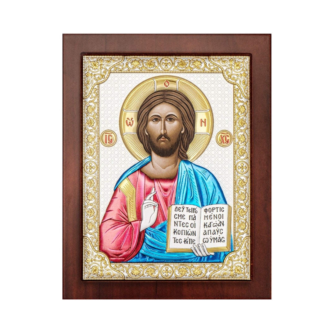 Jesus Christ Byzantine Silver Orthodox Icon / Greek / Silver Canvas ...