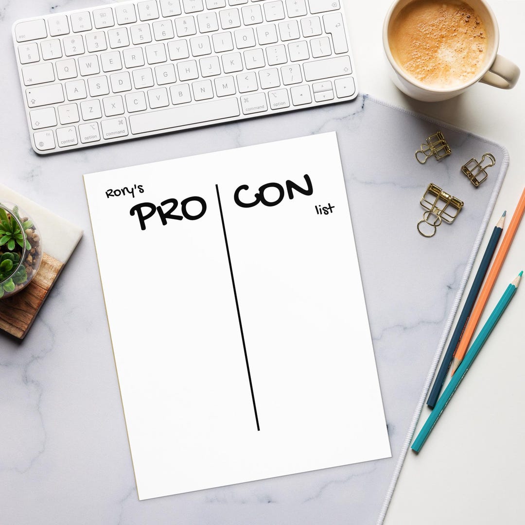 Pro/con List Notepad (2 Sizes) - Etsy