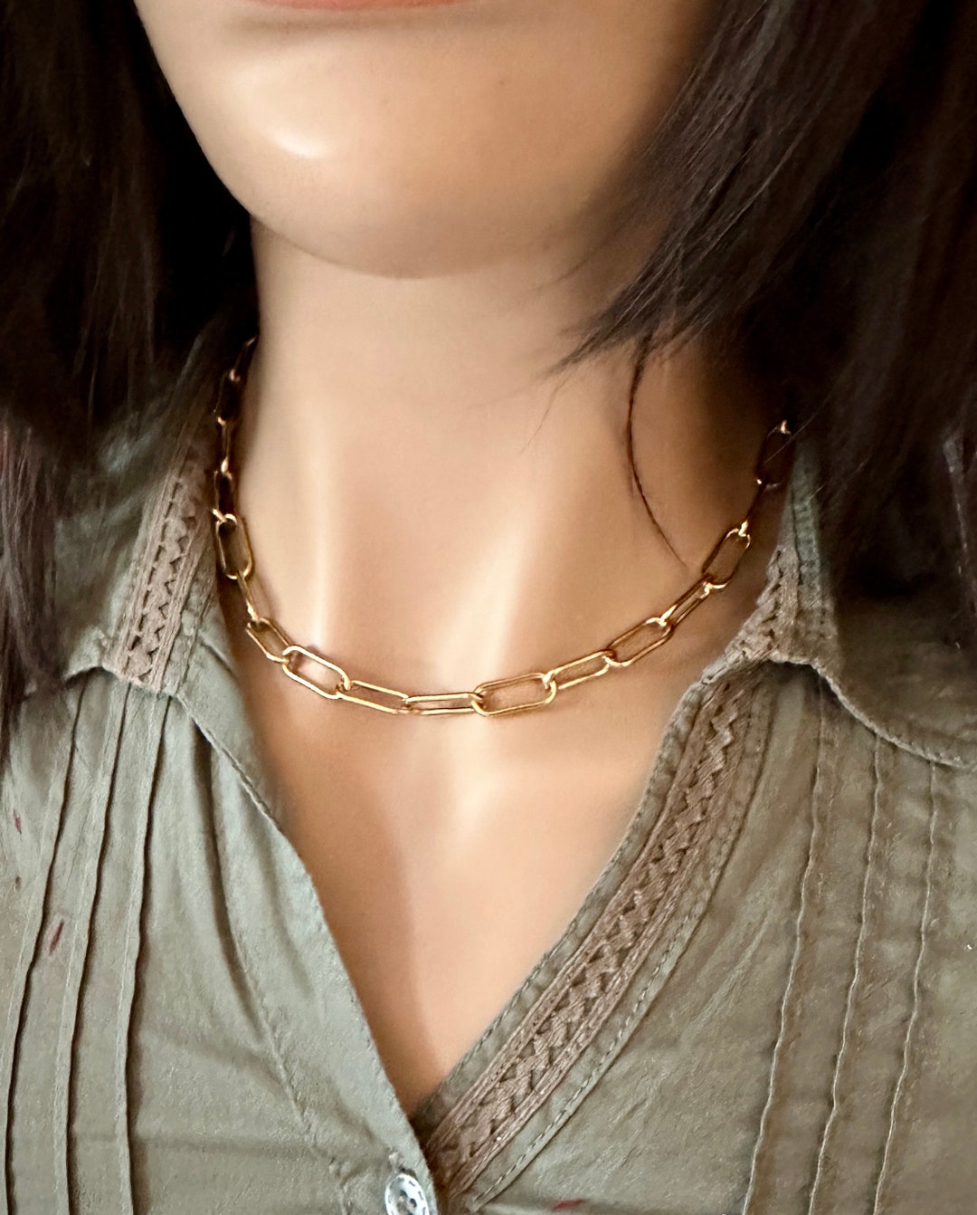 Large Link Stainless Steel Paper Clip Chain Gold Plated or - Etsy