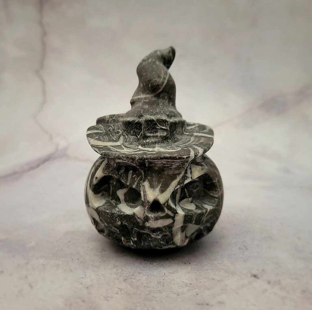 Shell Jasper Pumpkin Witch Carving - Halloween Decor - Etsy