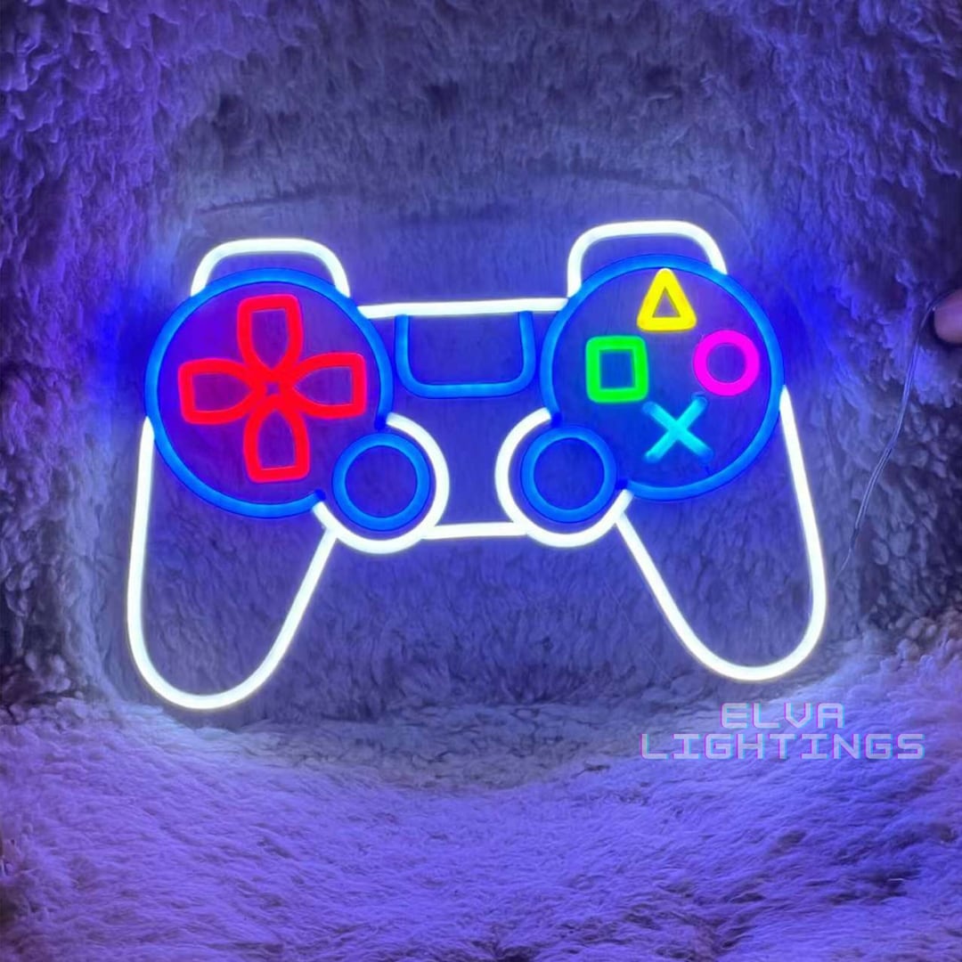 Custom Game Pad Neon Sign, Game Room Game Controller LED Neon Light ...