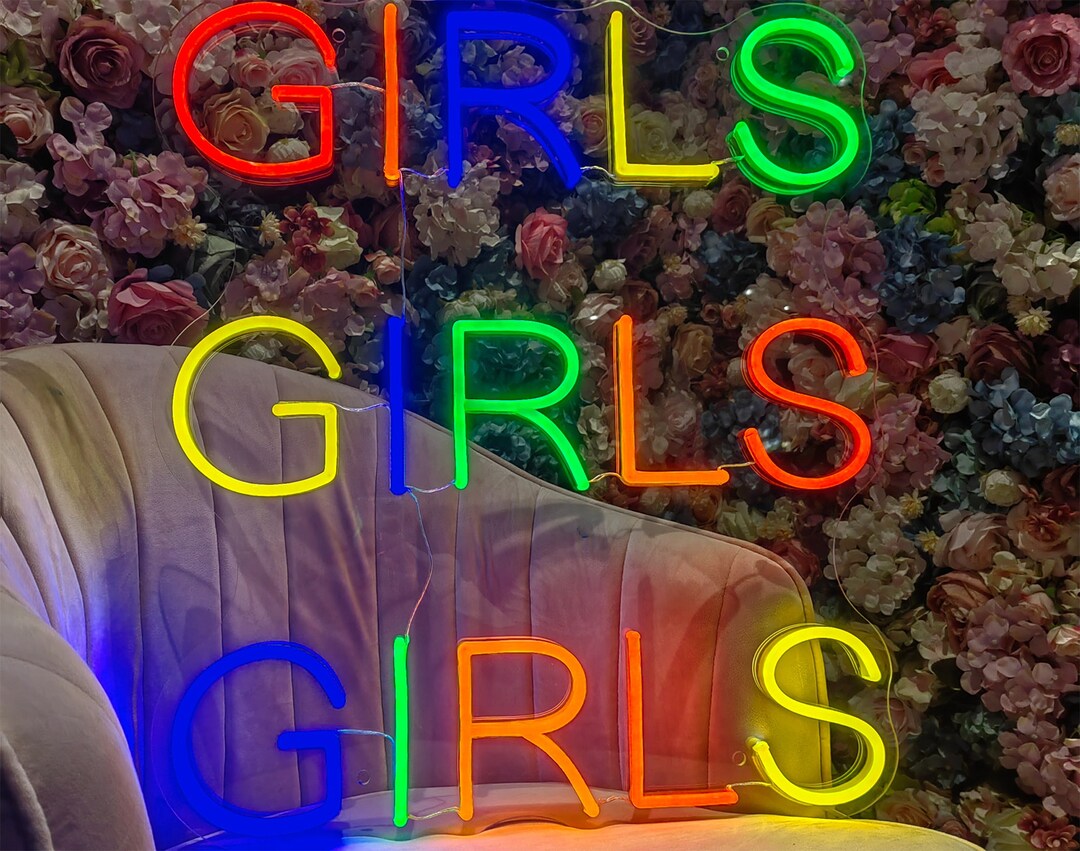 Girls Girls Girls Neon Sign, Neon Sign Bedroom, Neon Sign Girls, Music ...