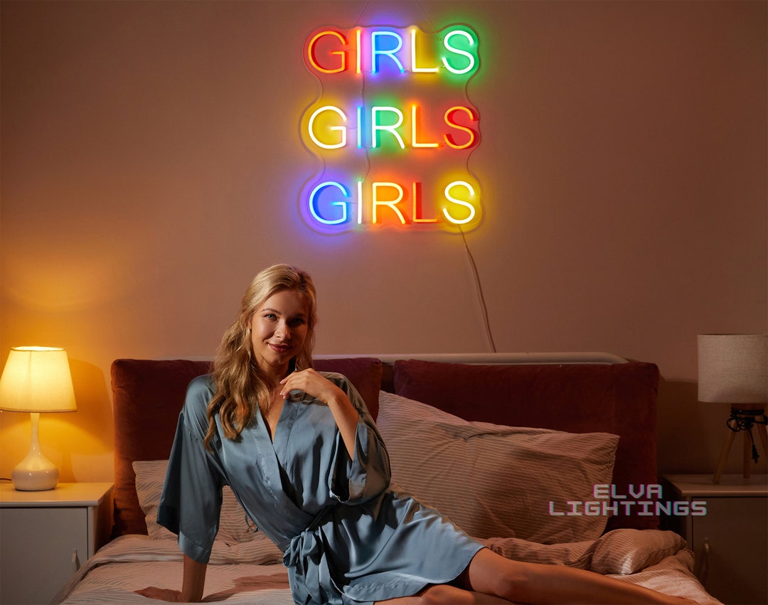 Girls Girls Girls Neon Sign, Neon Sign Bedroom, Neon Sign Girls, Music ...