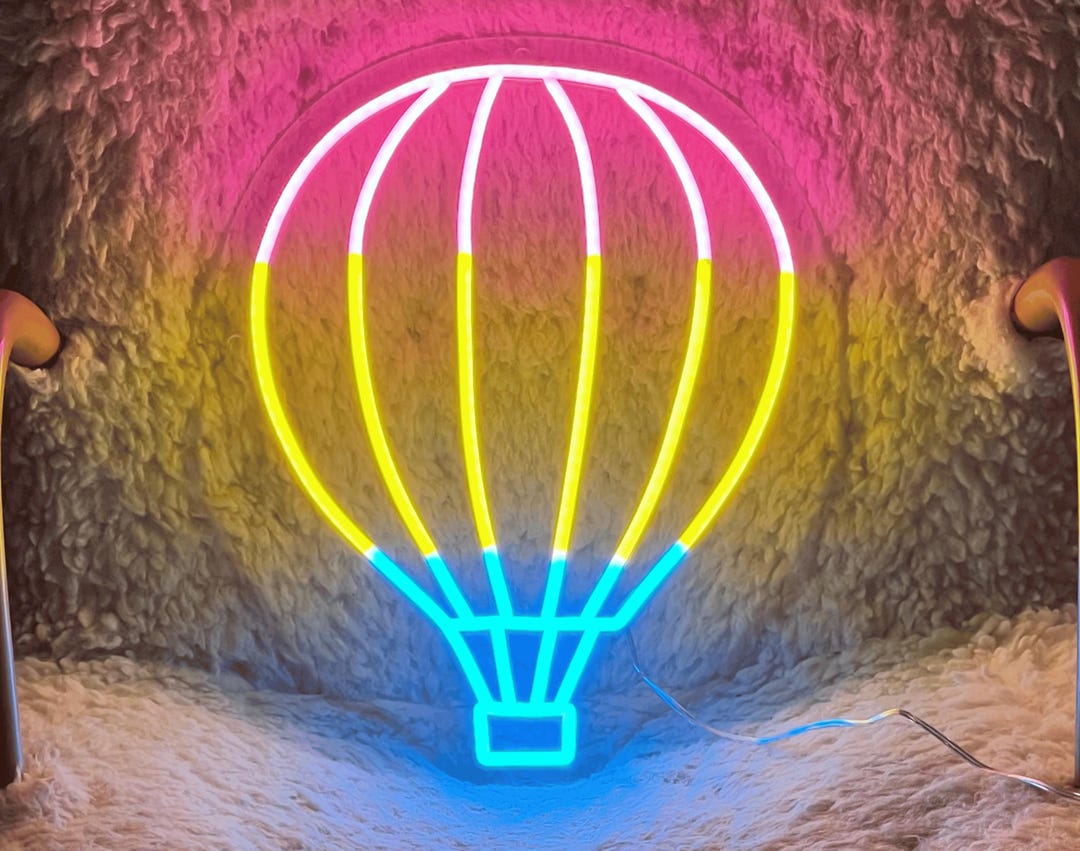 Hot Air Balloon Neon Sign, Kids Room Decor, Neon Sign Art, Home Decor ...