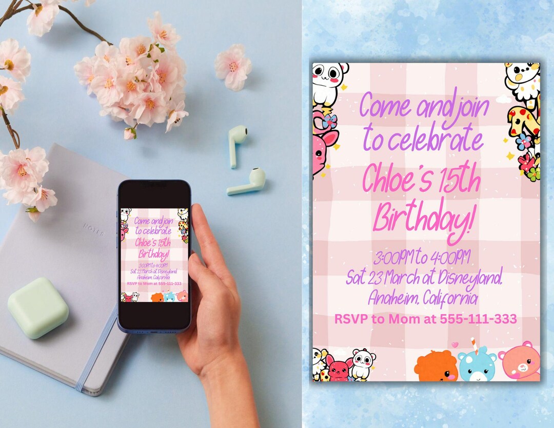 Cute Characters Invitation Template - Etsy