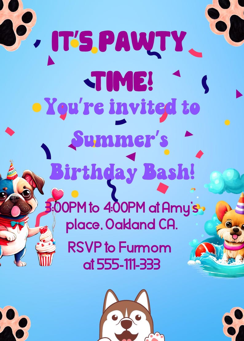 Dog Party Invitation Template - Etsy