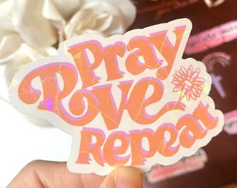 Praying Mamas Club Sticker: Holographic Floral Waterproof Vinyl Decal ...