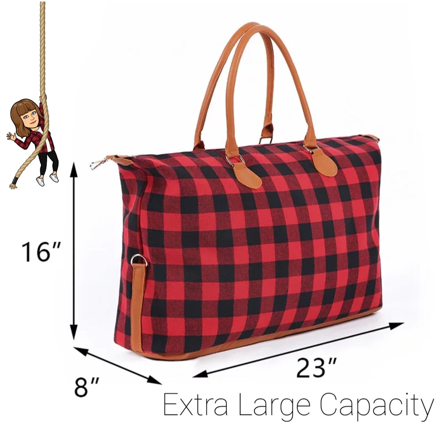 Red Buffalo Plaid Weekender Tote Overnight Bag With Shoulder - Etsy Canada