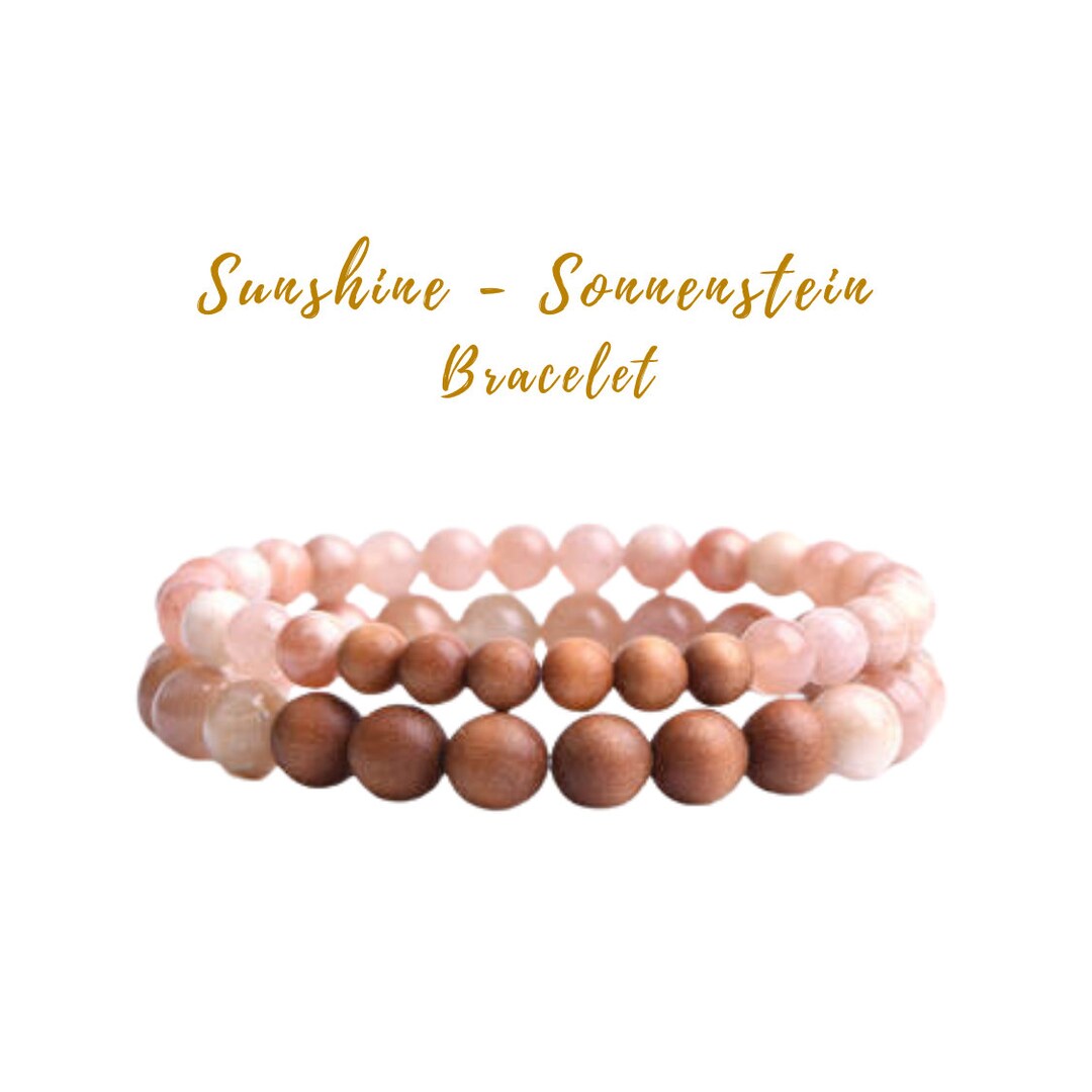 SUNSHINE - Beautiful Sunstone and Sandalwood Bead Bracelet - Etsy