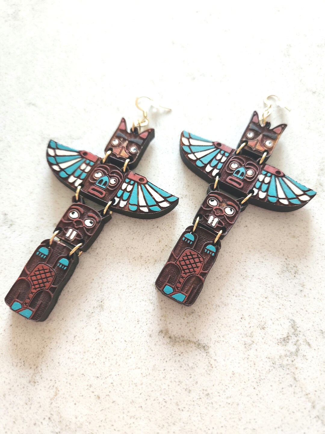 Totem Pole Aromatic Cedar Wood Earrings Métis Indigenous Made Natural Dangle Gifts for Her - Etsy