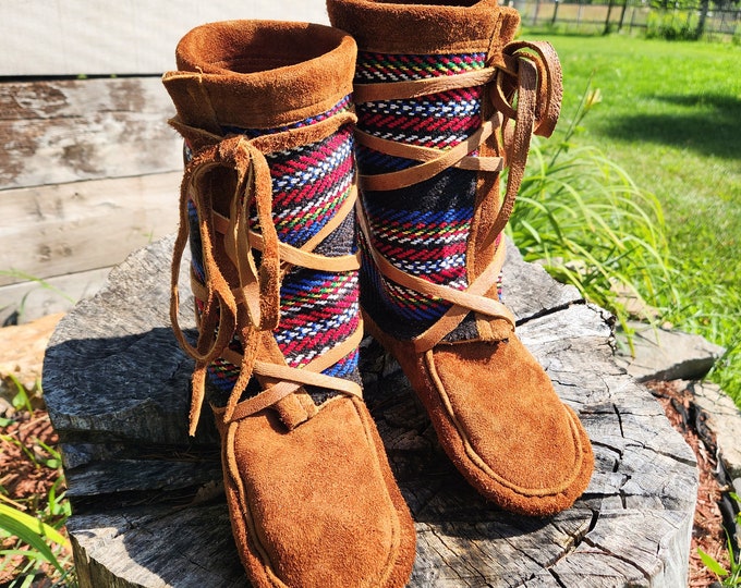 Wrap Moccasin Moose Hide - Indigenous Made- Metis Moccasin Boots ...