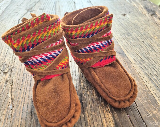 Louis Riel Métis Sash Infant Wrap Moccasins - Moose Hide - 9-12 Months ...
