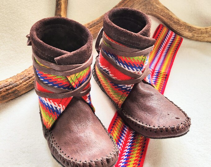 Louis Riel Moose Hide Moccasins - Indigenous Made - Soft Soles - Native ...