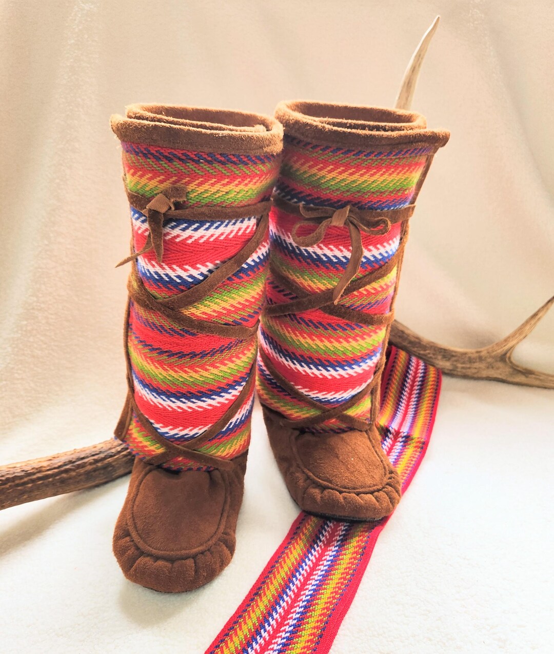 Moose Hide Wrap Moccasins - Indigenous Made - Soft Soles- Handstitched ...