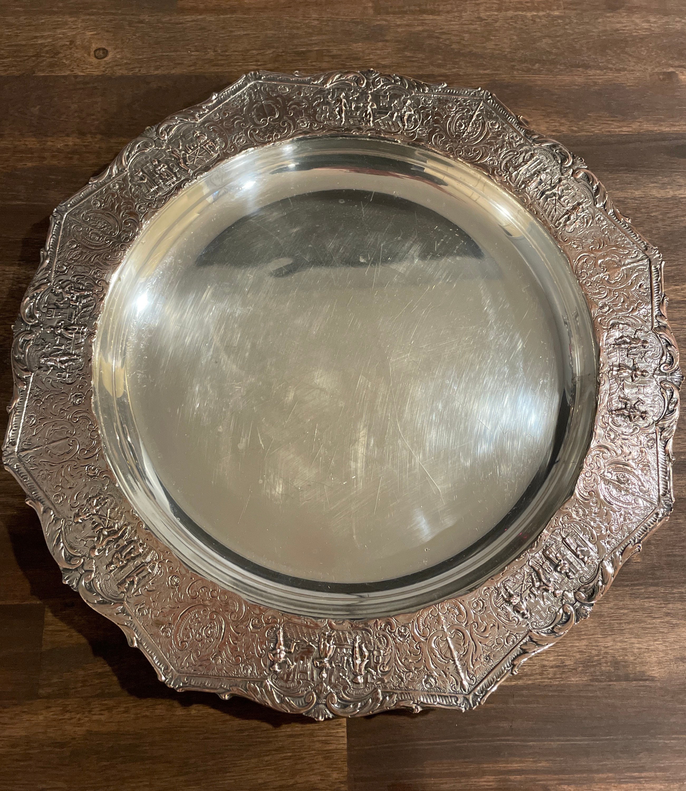 Trays Vintage Silverplate 14 Inch Round Tray with Beautiful Detailing ...