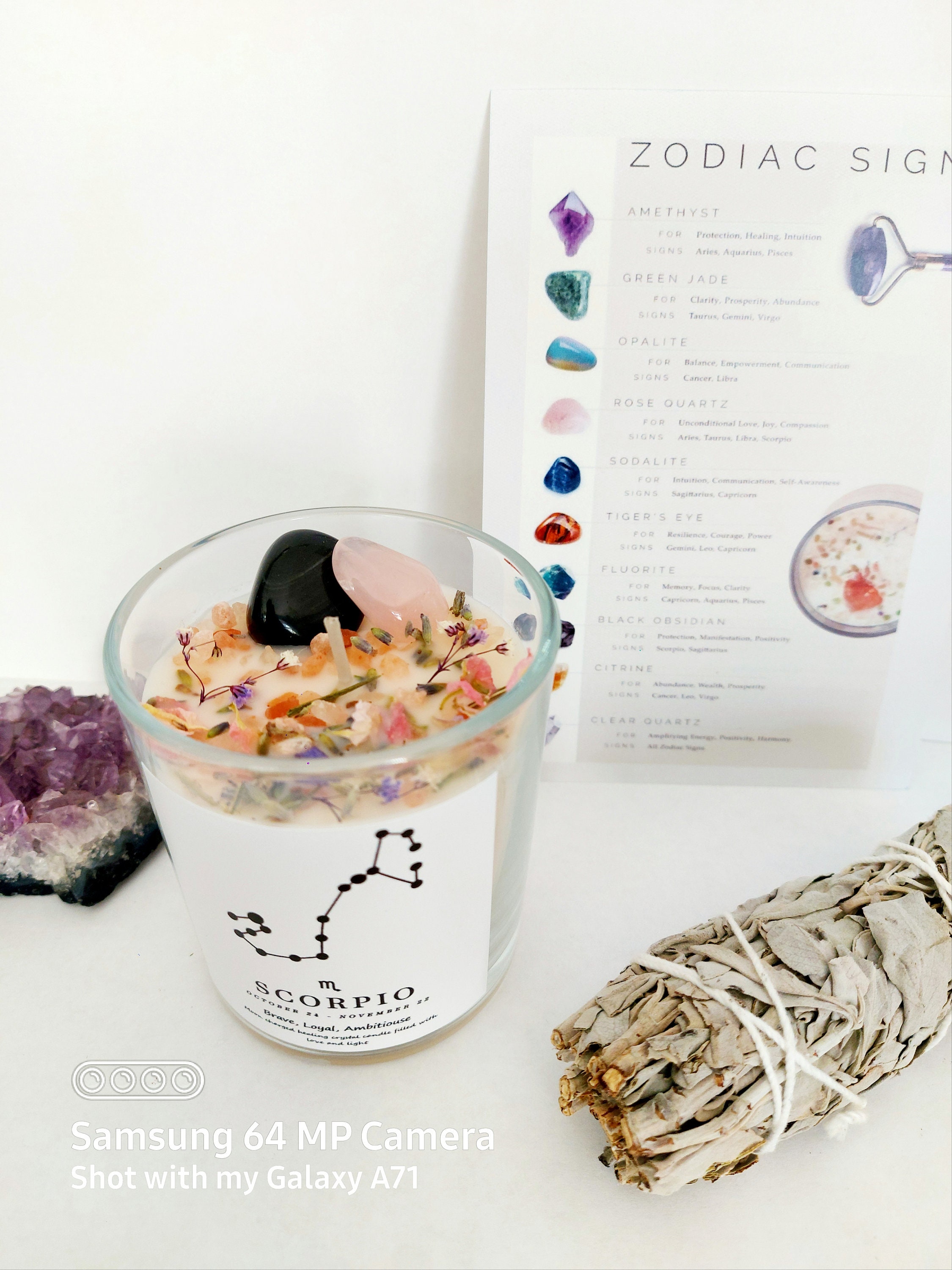 Scorpio Zodiac Candle Crystal Infused Candle Crystal - Etsy