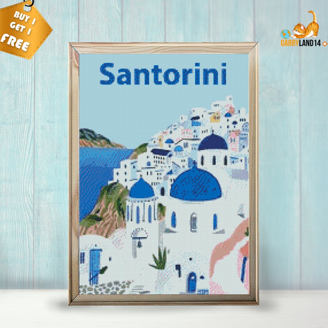 Santorini Cross Stitch Pattern Pdf |embroidery of Cities |cross Stitch ...