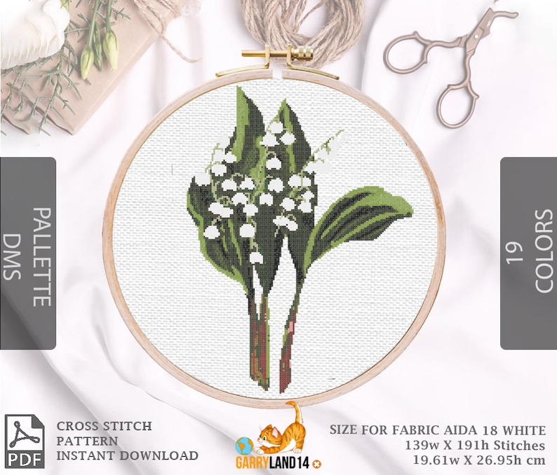 Lilly of the Valley Cross Stitch Pattern Pdf | Embroidery Designs ...
