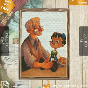 Pinocchio, Cross Stitch Pattern Pdf, Embroidery Stitches, Needlepoint ...