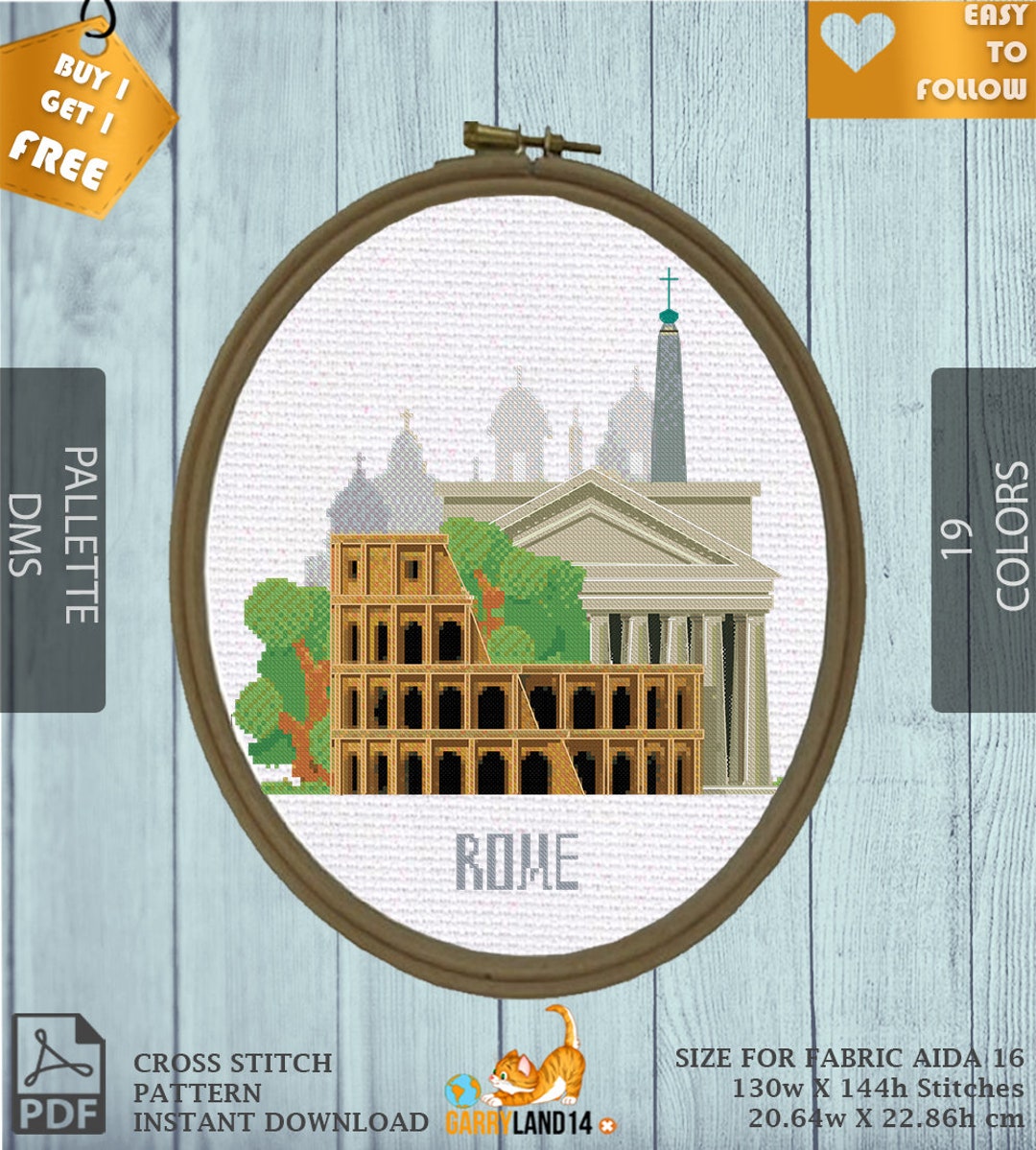Rome Cross Stitch Pattern Pdf |embroidery Stitches |cross Stitch ...