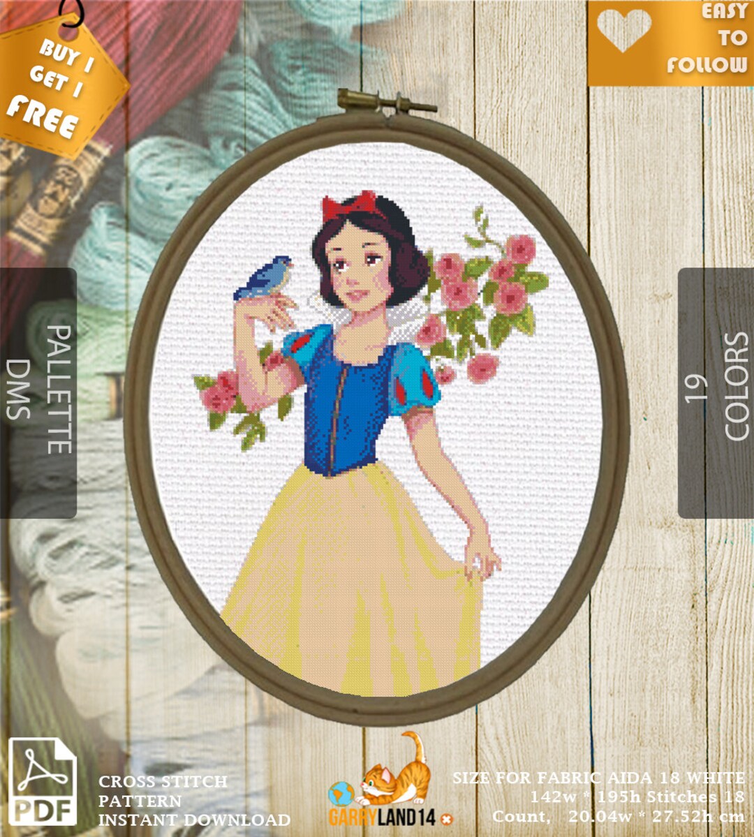 Snow White ,cartoon Cross Stitch Pattern Pdf, Stitch Design, Digital ...