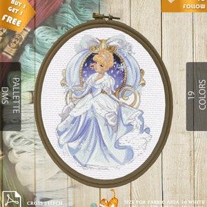 Cinderella Cross Stitch Pattern PDF | Cartoon Embroidery Kit ...