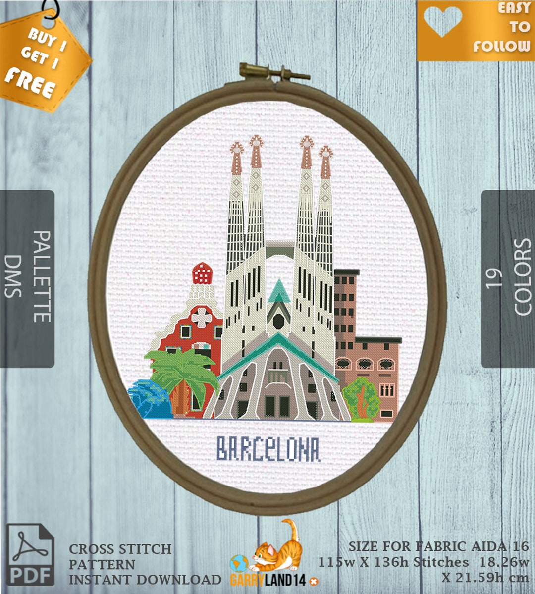 Barcelona Cross Stitch Pattern Pdf embroidery Stitches cross Stitch ...
