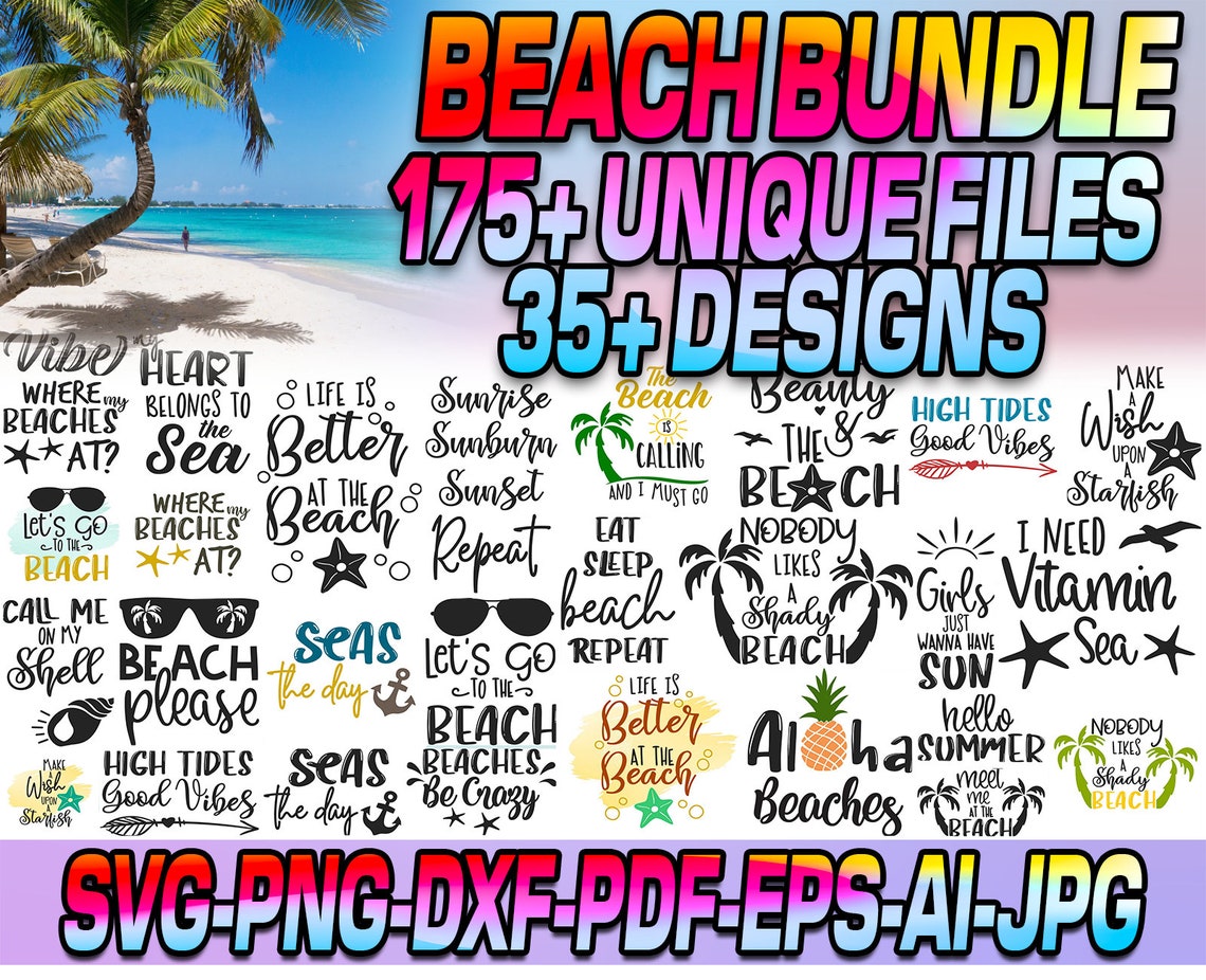 Strand SVG Bundle Sommer Svg Urlaub Svg Cut Files für - Etsy Schweiz