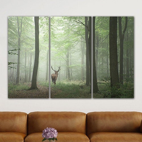 Stag Canvas Large Wall Art Deer Wall Decor Forest Art Tree Art - Etsy