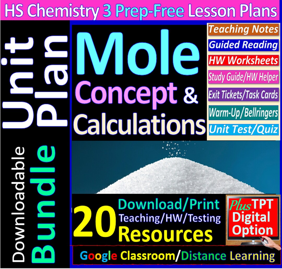 Unit Plan Mole Concept & Calculations Formula Mass Percent - Etsy UK