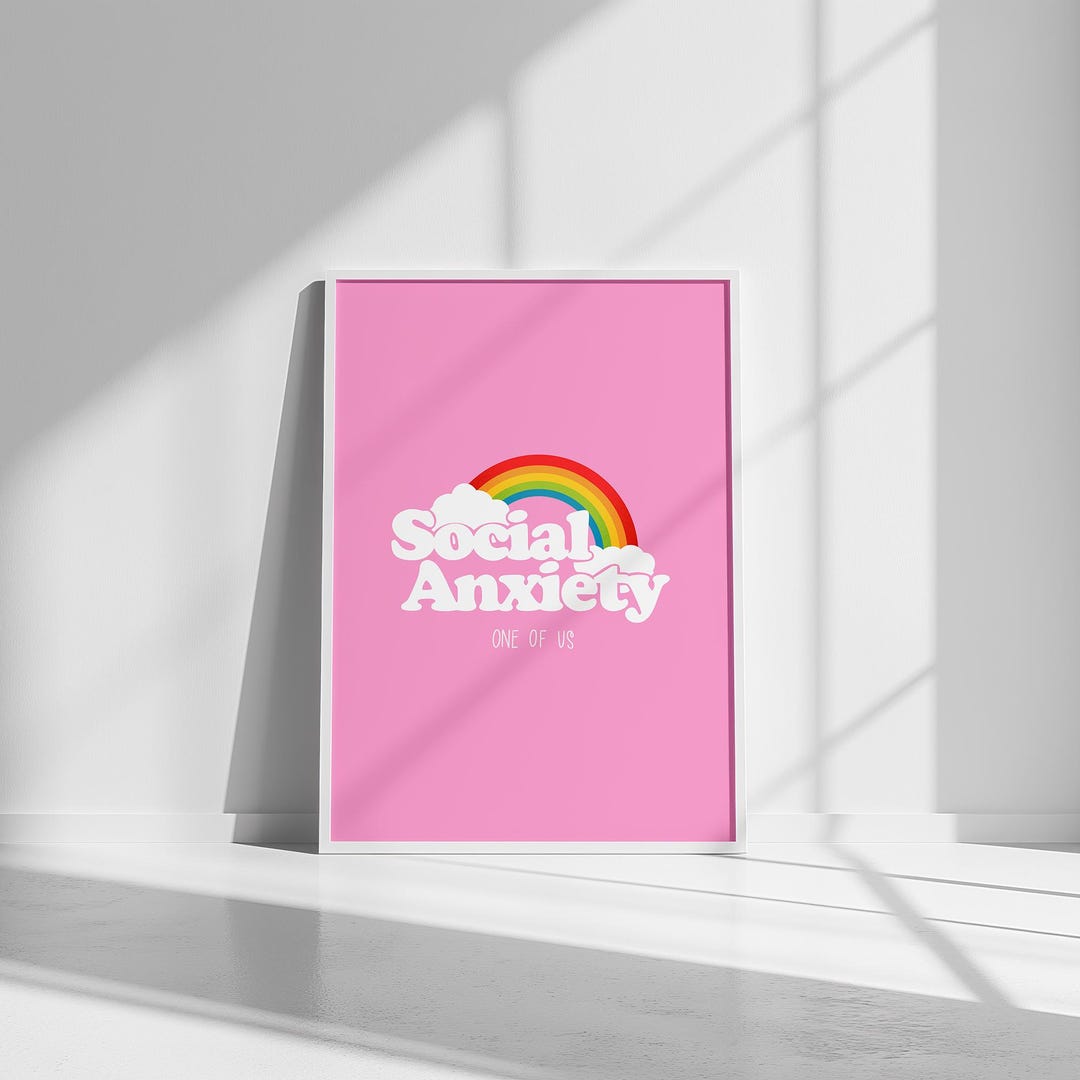 Social Anxiety Sticker, Funny Mental Health Sticker, Cute Pastel ...