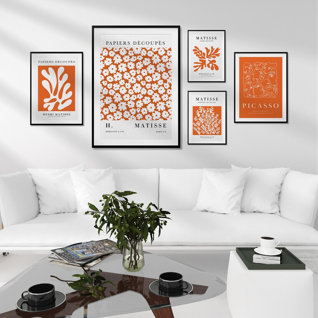 Matisse Art Print, Picasso Wall Print, Orange Wall Art Bundle, Gallery ...